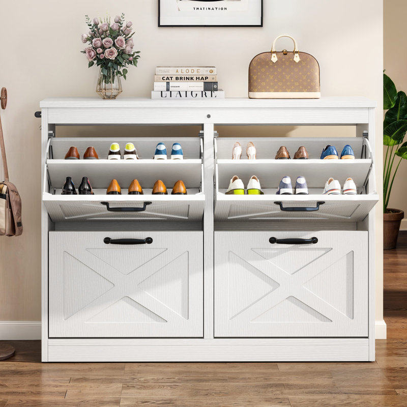Gracie Oaks 24 Pair Shoe Case Storage Cabinet Reviews Wayfair
